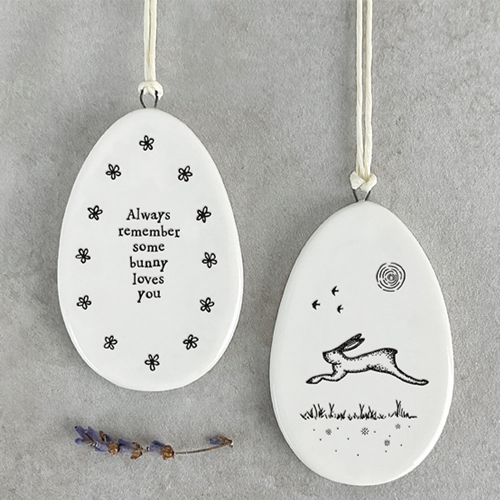 Some Bunny Loves You | Flat Porcelain Egg Ornament Hanger| Cracker Fil ...