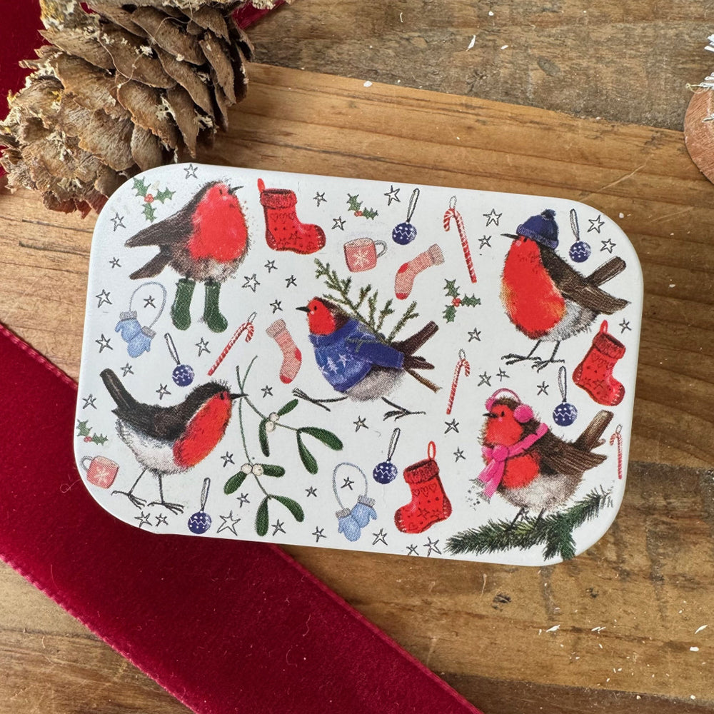 Christmas Robins | Little Slide Shut Tin to Fill | Cracker Filler Gift ...