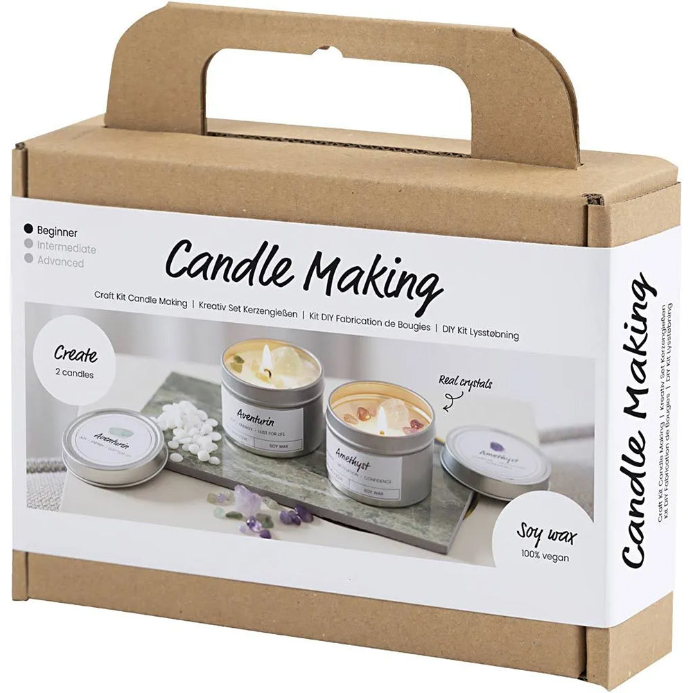 Amethyst & Aventurine Crystals Candle Making Craft Kit | Makes 2 | Veg ...