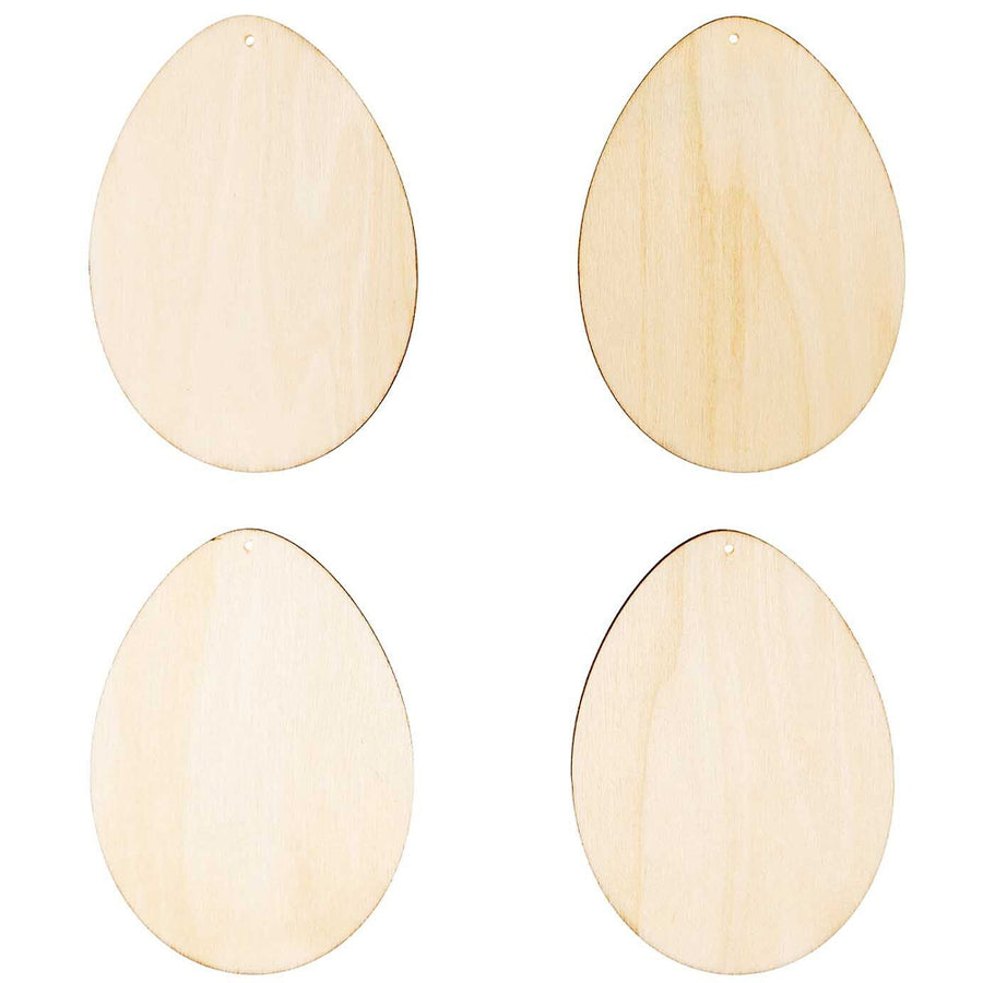 Flat Wooden Hanging Egg Shapes to Decorate | 9cm Tall | Pack of 4 ...