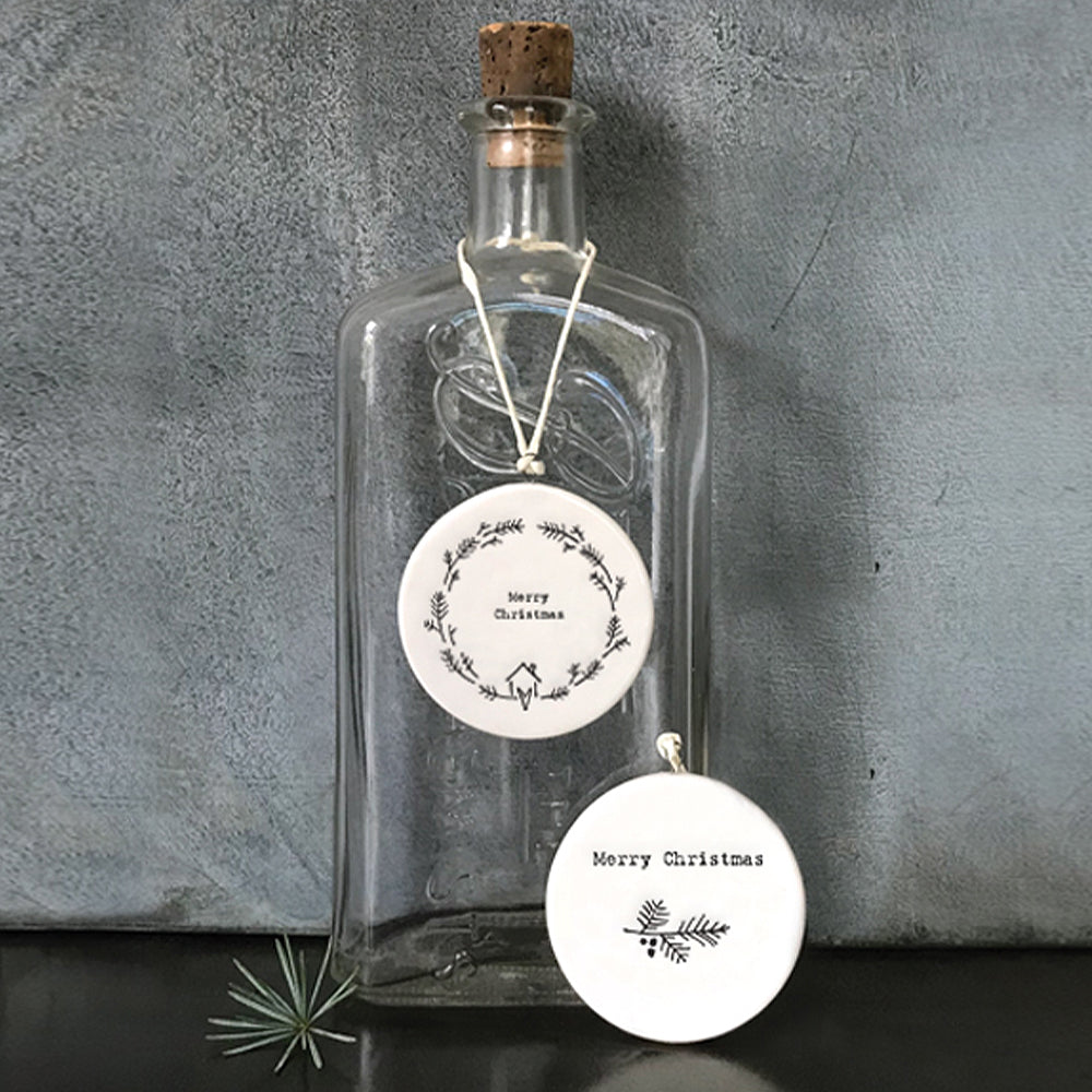 Merry Christmas | Flat Porcelain Christmas Ornament Hanger| Cracker Fi ...