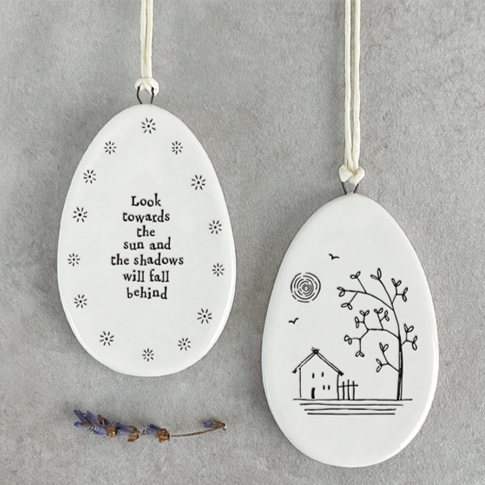 Look Towards the Sun | Flat Porcelain Egg Ornament Hanger| Cracker Fil ...