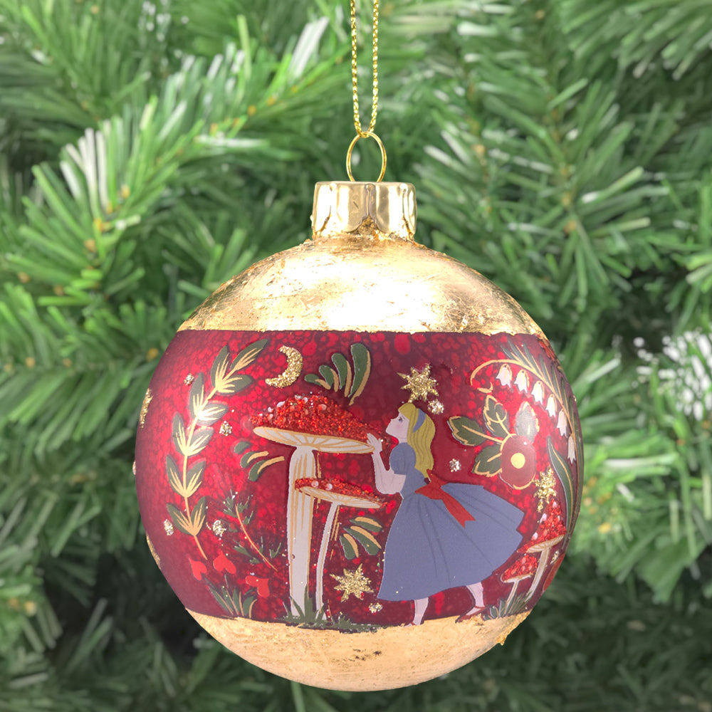 Alice in Wonderland | Red & Gold Christmas Bauble | 8cm | Gisela Graha ...