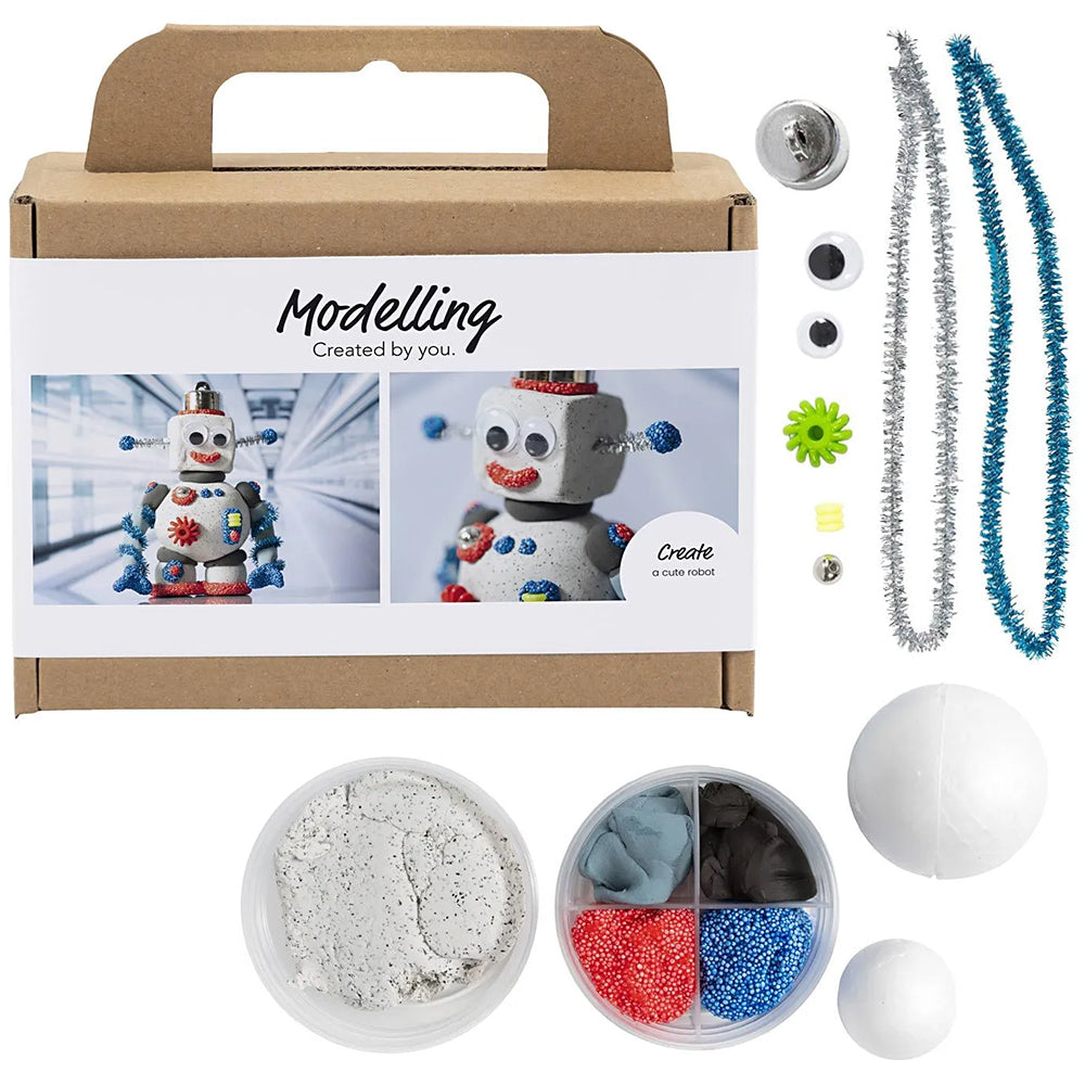 Blue Robot | Clay Modelling Mini Craft Kit for Kids | Air Dry Clay ...