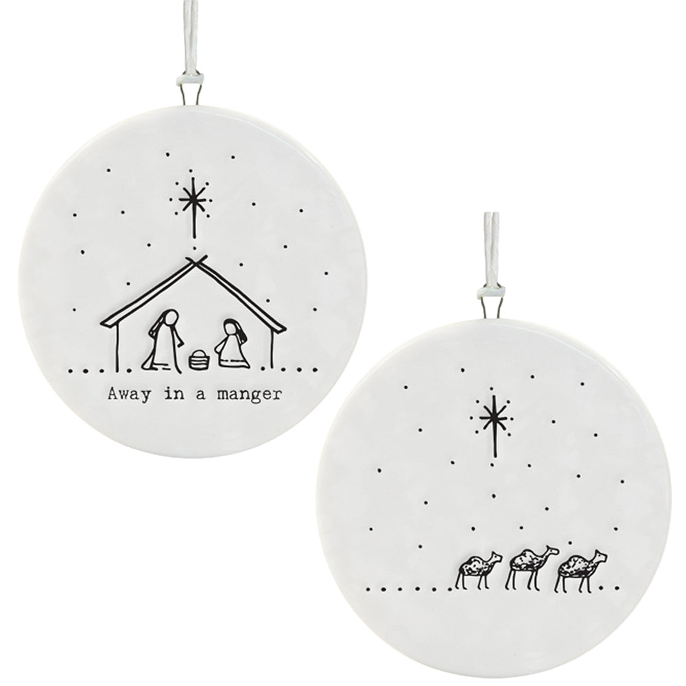 Away in a Manger | Flat Porcelain Hanging Christmas Ornament | Cracker ...